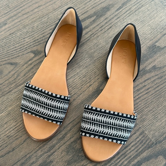 J. Crew | Shoes | J Crew Morgan Woven Peep Toe Dorsay Flats | Poshmark